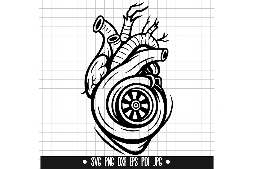 Turbo Heart SVG, Turbo Heart DXF, Turbo Heart PNG, Turbo Heart Cut File ...