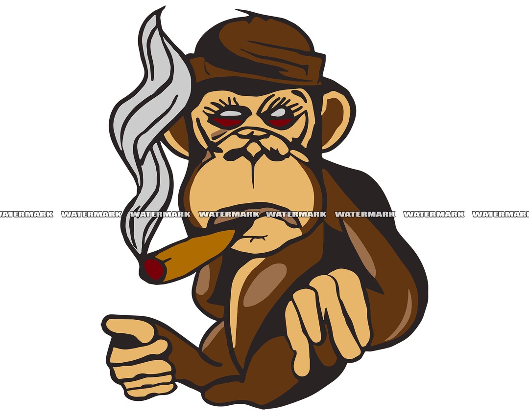 Monkey SVG 1 Smoking Mascot Design Vector Cut File PNG Clipart ...