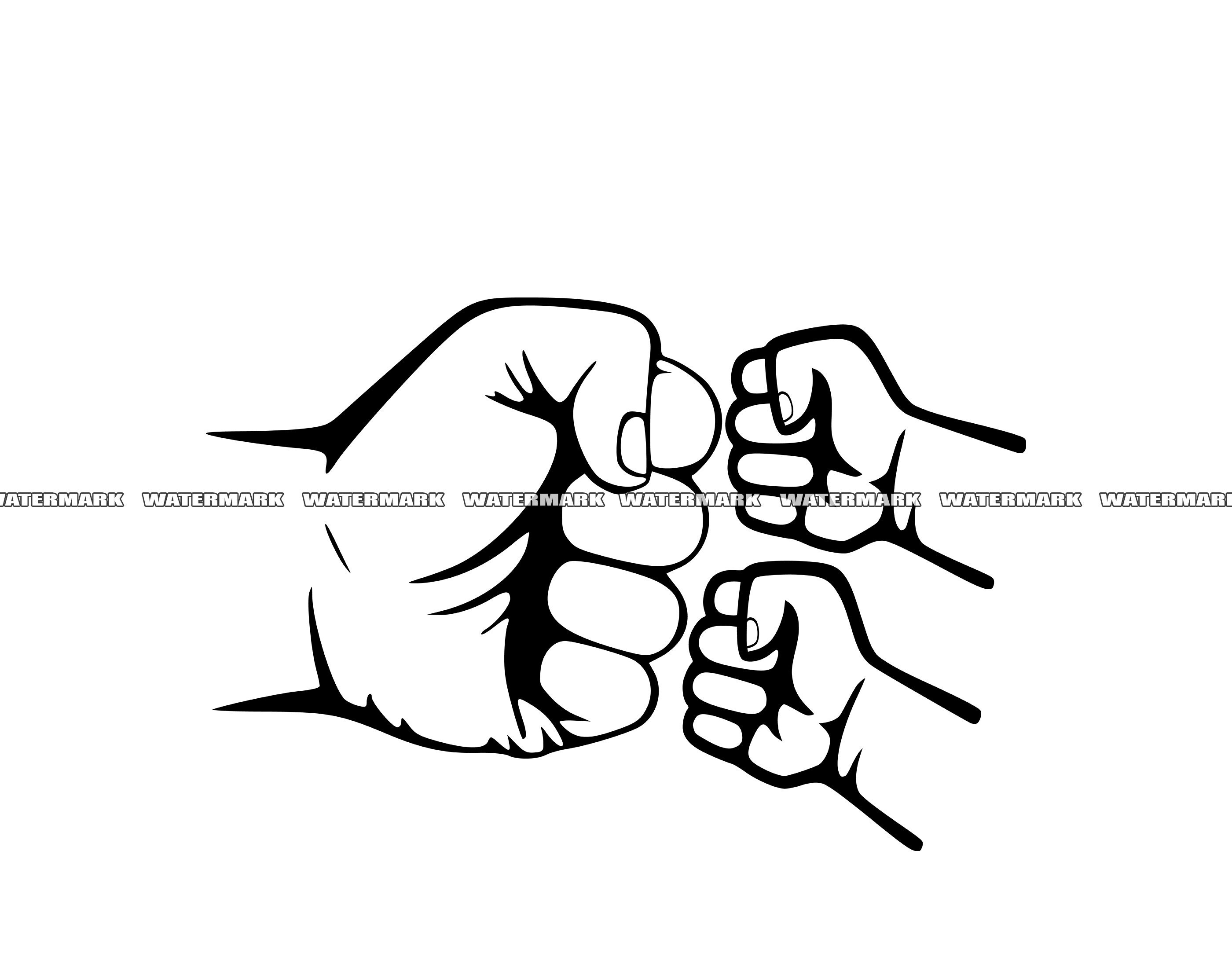 Fist Bump Dad and 2kids SVG, Fist Bump Dad and 2 Kids Cut File, Fist Bump Dad and 2 Kids DXF ...
