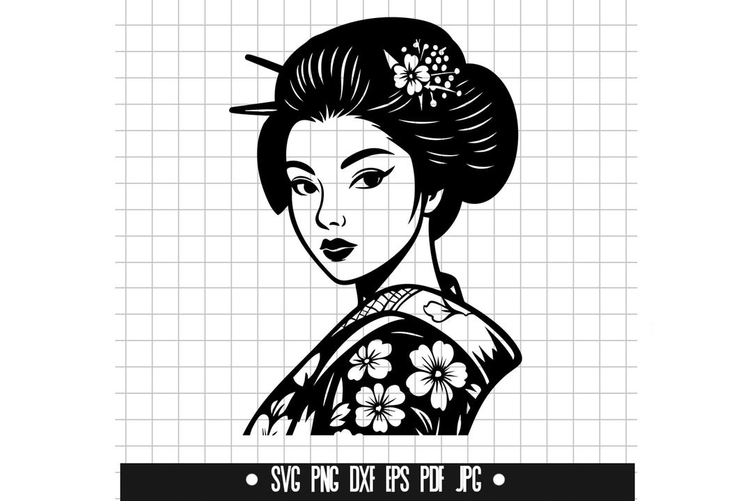 Geisha Woman SVG, Geisha Woman DXF, Geisha Woman PNG, Geisha Cut File ...