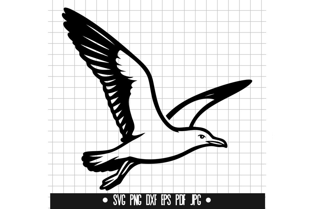 Seagull SVG, Seagull DXF, Seagull PNG, Bird Cut File, Clipart, Digital ...
