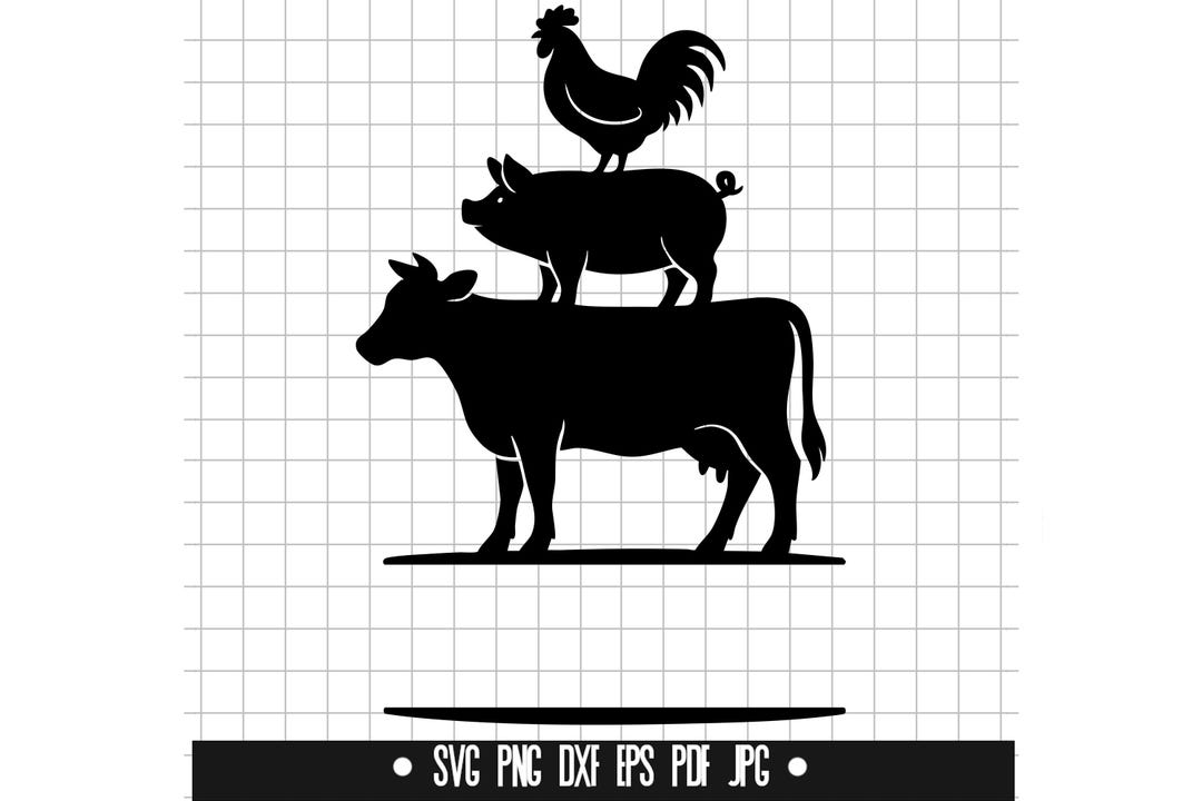 Farm Animal Stack Svg, Cow Pig Chicken Svg, Country Life Svg, Farm ...