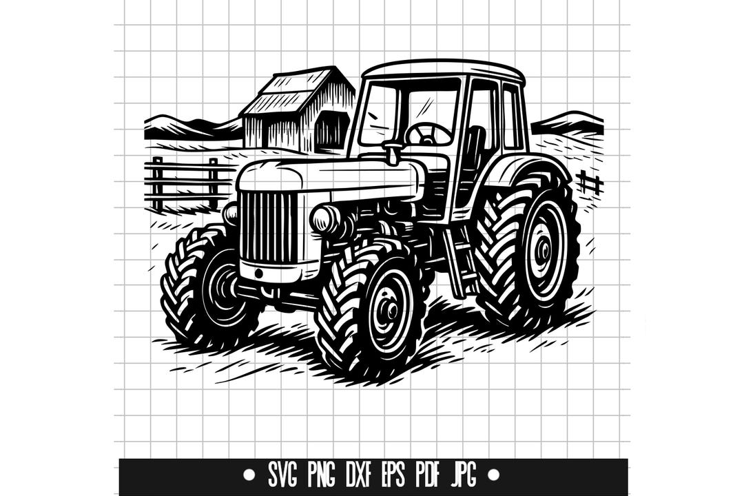 Tractor SVG, Farm Vehicle PNG, Vintage Tractor DXF, Farming Clipart ...
