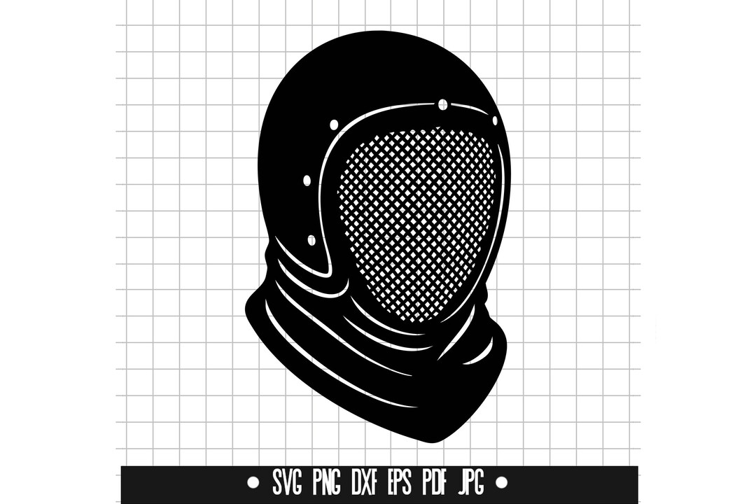 Fencing Mask SVG, Fencer Helmet DXF, Sword Sport PNG, Cut File, Clipart ...