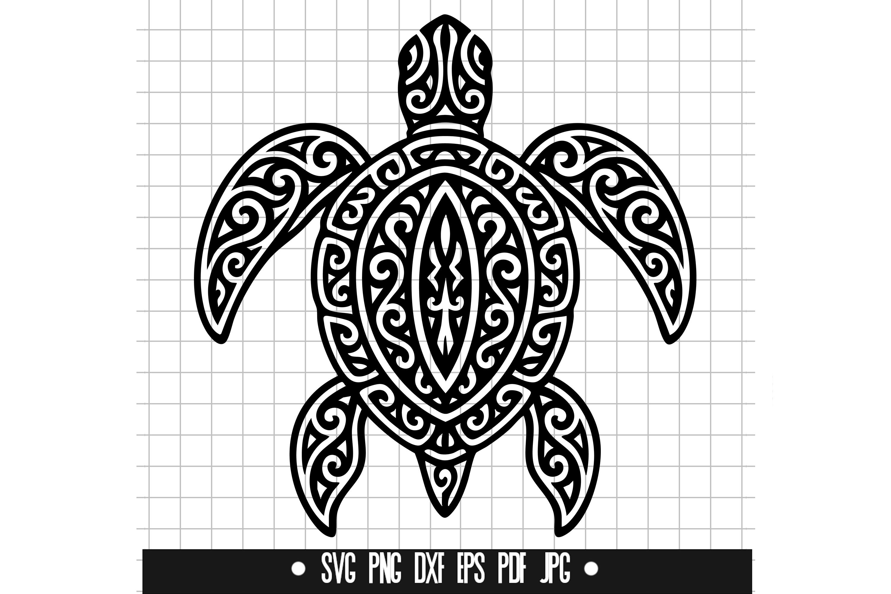 Tribal Turtle SVG, Polynesian DXF, Turtle PNG, Tattoo Style Cut File ...