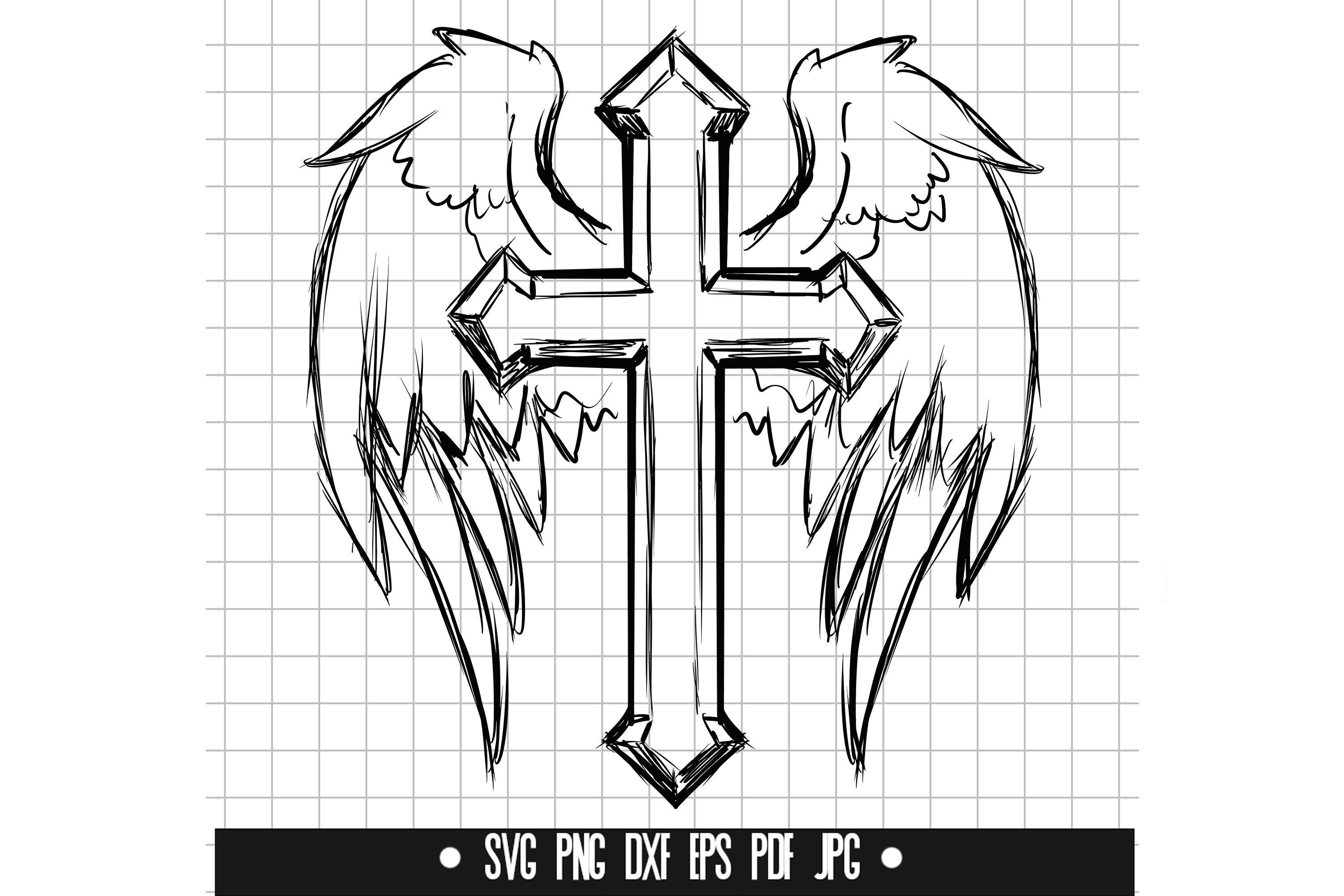 Cruz Con Alas Para Colorear