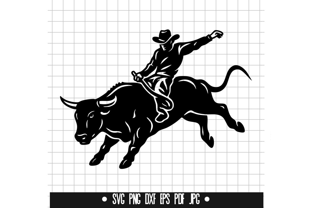Bull Rider SVG, Rodeo Cowboy PNG, Western Ride DXF, Ranch Cut File ...