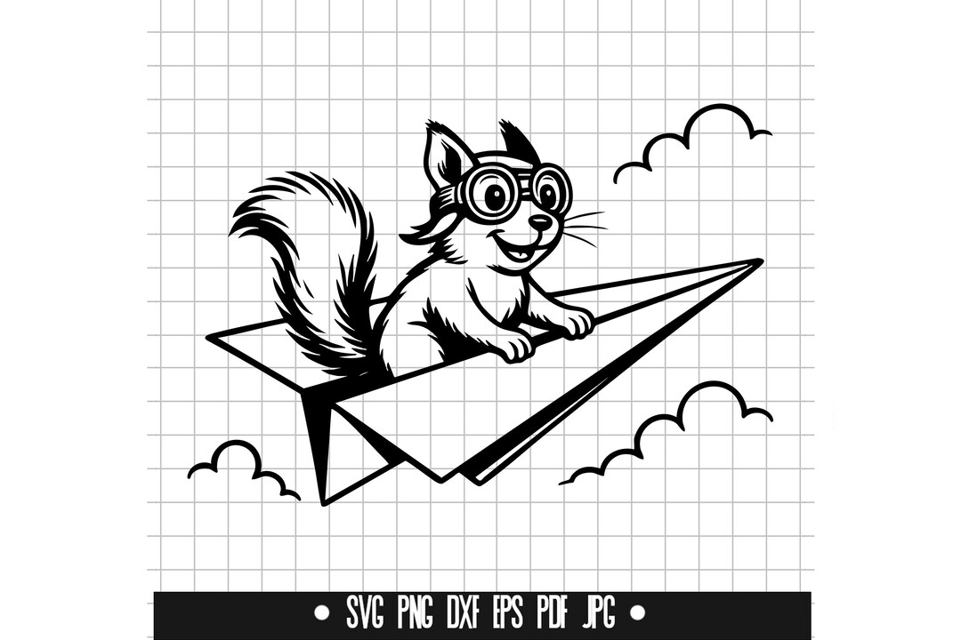 Flying Squirrel Svg, Paper Airplane Svg, Squirrel Pilot Svg, Animal Svg ...