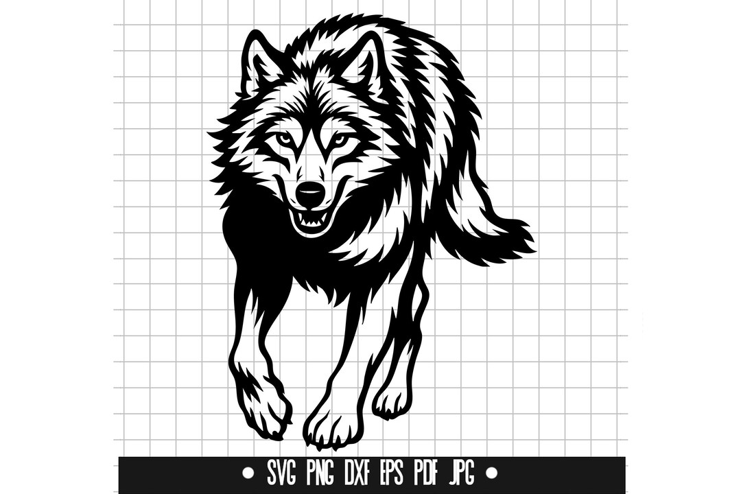 Aggressive Wolf SVG, Wolf Walk DXF, Wolf PNG, Wild Cut File, Clipart ...