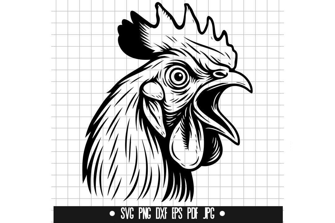 Rooster Head SVG, Rooster PNG, Chicken DXF, Rooster Cut File, Clipart ...