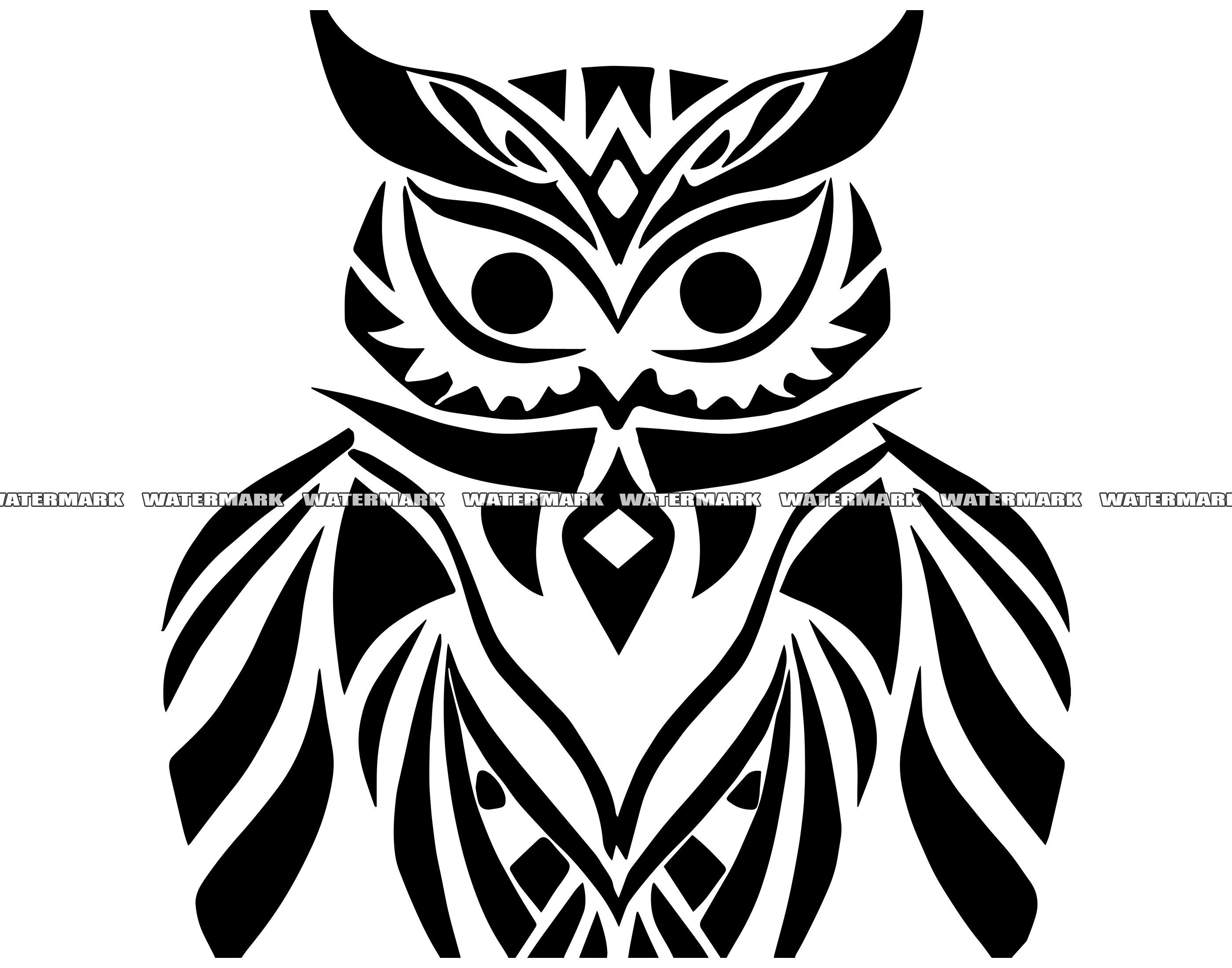 Tribal Owl SVG 1 Tribal Owl Cut File Tribal Owl DXF - Etsy