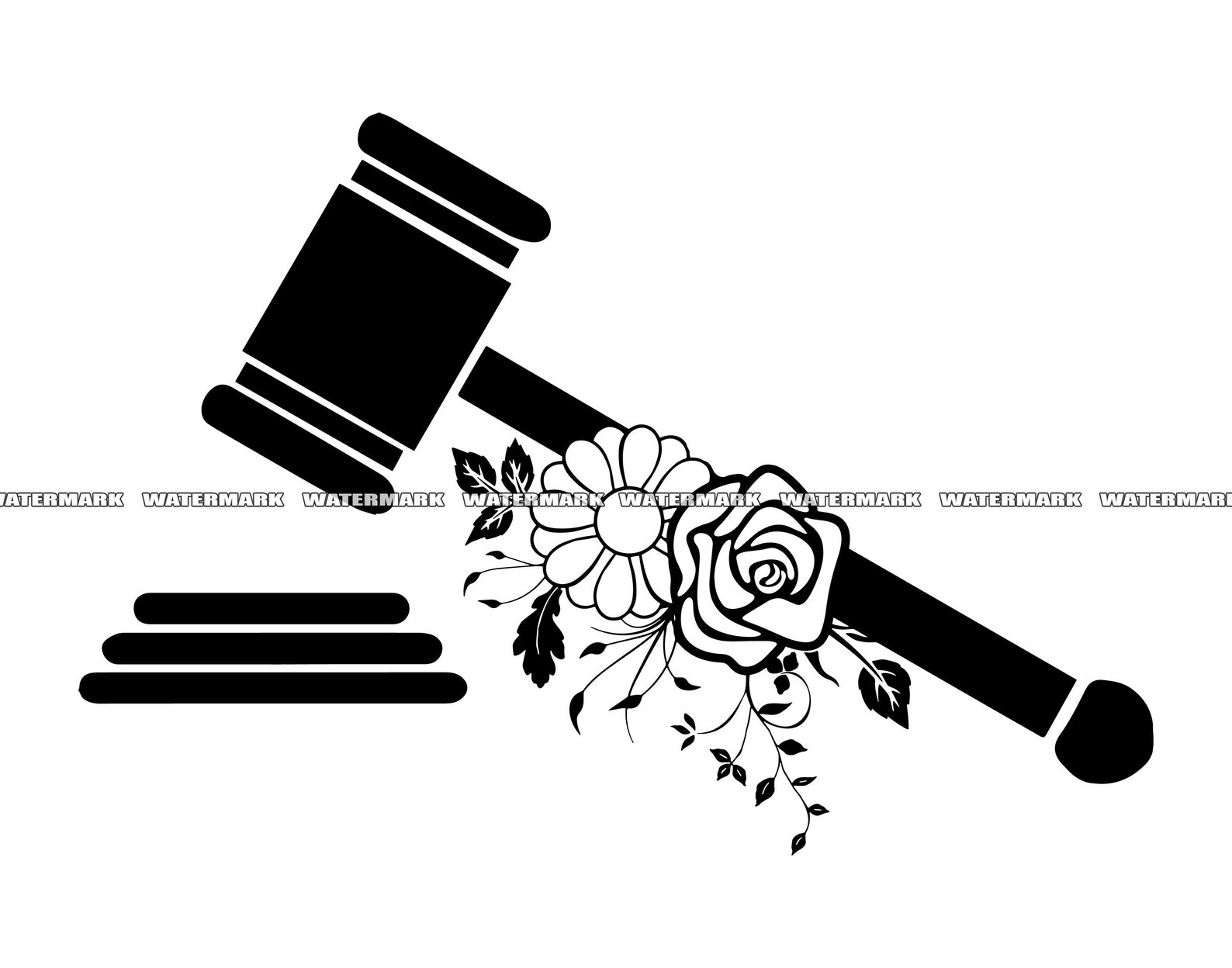 Floral Gavel SVG Floral Gavel Cut File Floral Gavel DXF - Etsy