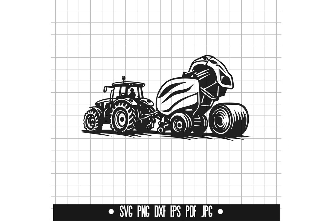Round Baler SVG, Tractor DXF, Hay Machine PNG, Farm Cut File, Clipart ...