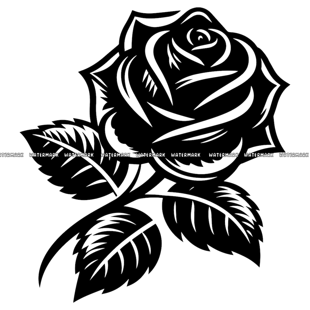 Rose SVG, Rose DXF, Rose PNG, Rose Cut File, Rose Clipart, Rose Digital ...