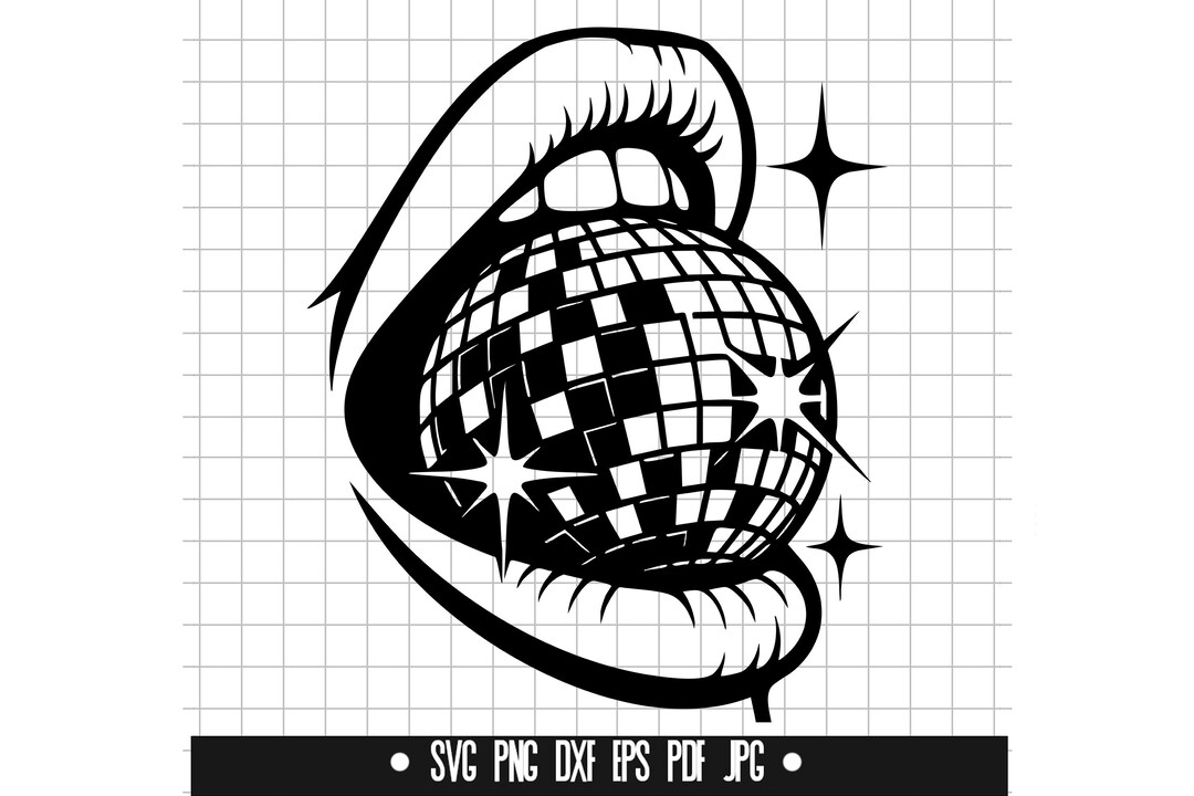 Disco Lips Svg, Disco Ball Svg, Lips Svg, Sparkle Svg, Party Svg, Mouth ...
