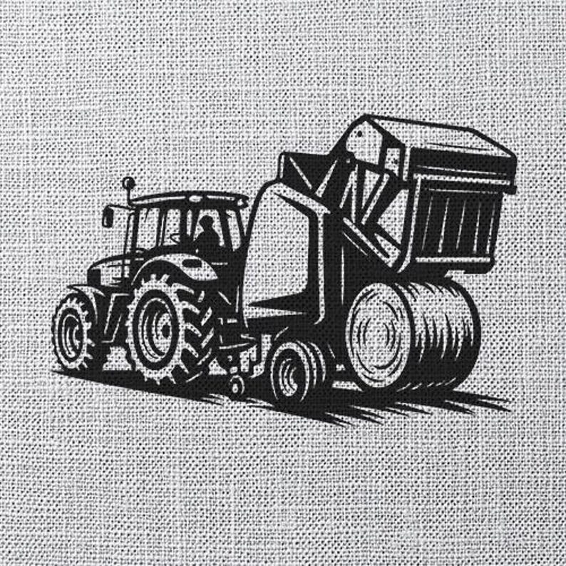 Tractor Baler SVG, Front Loader DXF, Farm Machine PNG, Baler Cut File ...