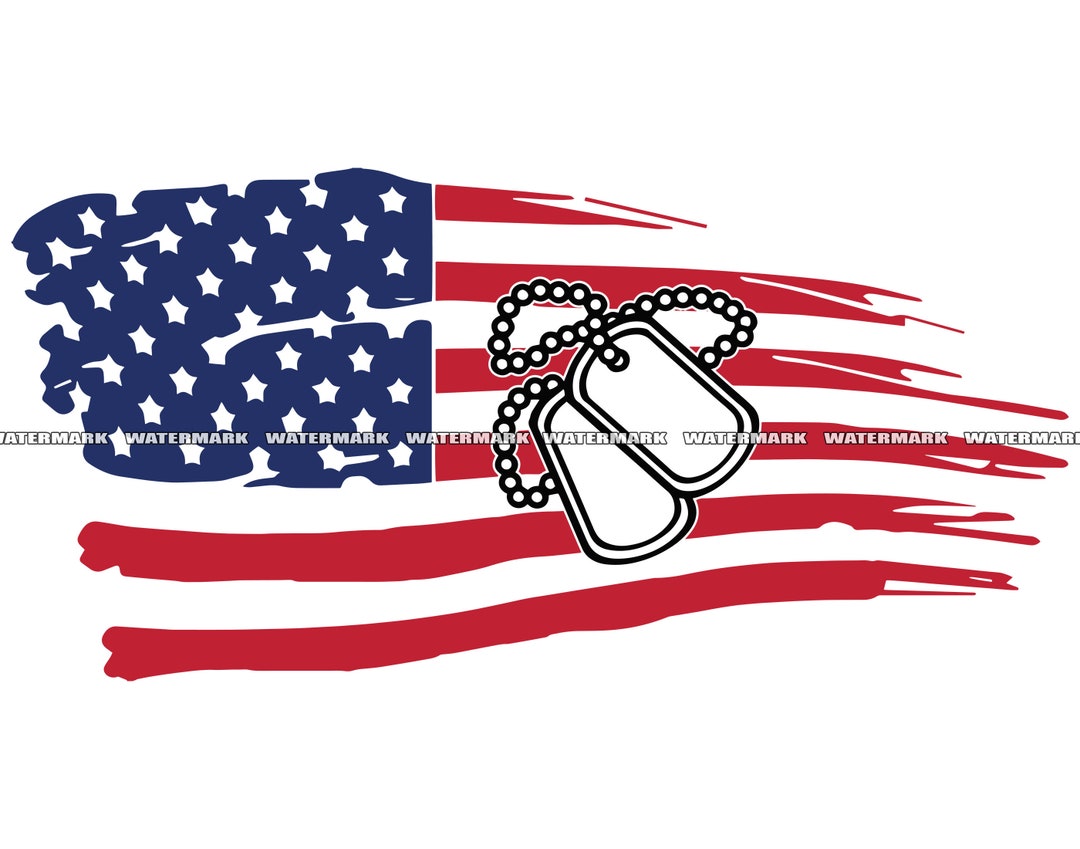 Dog Tags With American Flag SVG 1 Soldier America Military Design Cut ...