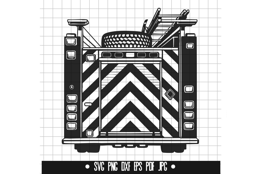 Fire Truck SVG, Back View DXF, Fire Engine PNG, Truck Cut File, Clipart ...