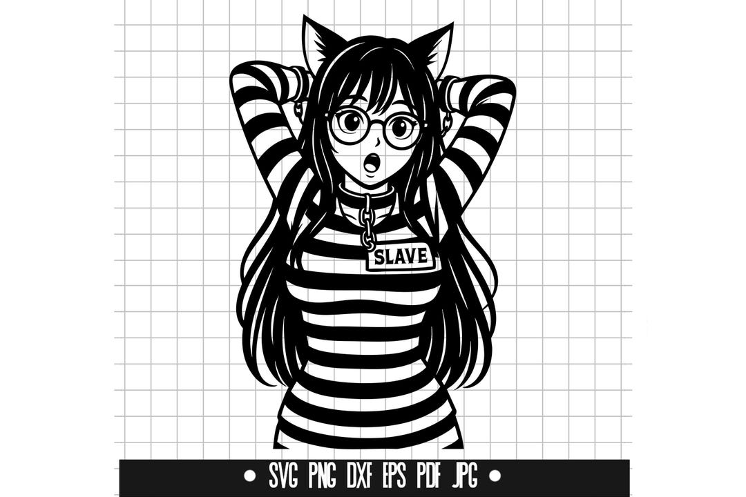 Anime Jail Girl SVG, Cat Ears Mugshot DXF, Kawaii Prison Girl PNG, Girl ...