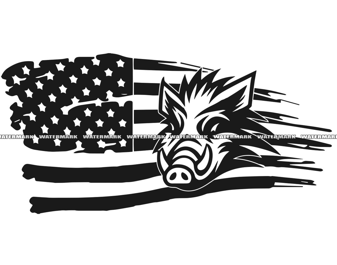 Wild Boar With American Flag SVG 2 Forest Wildlife Animal America ...