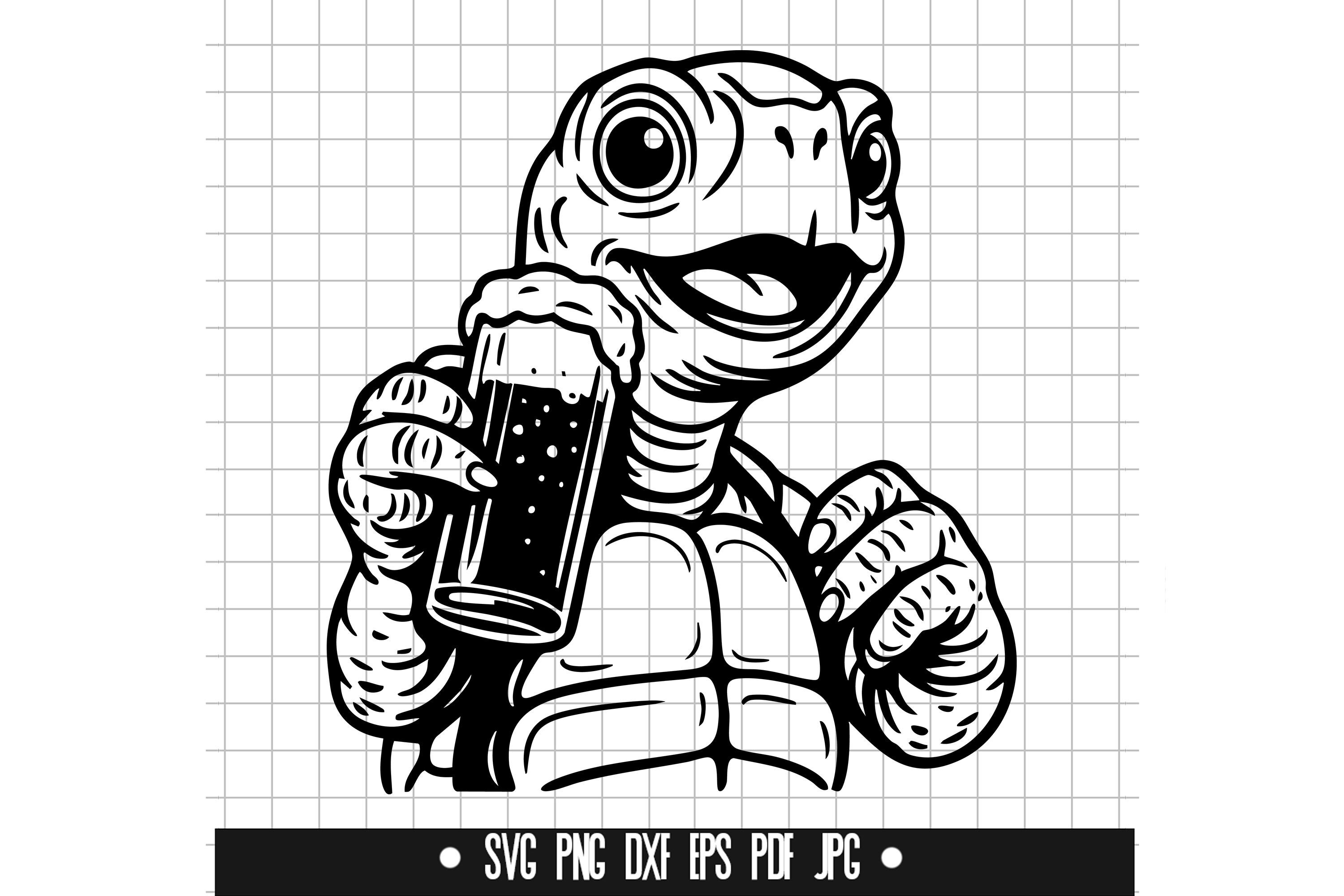 Turtle Beer SVG, Drinking Turtle DXF, Animal With Beer PNG, Bar Svg ...