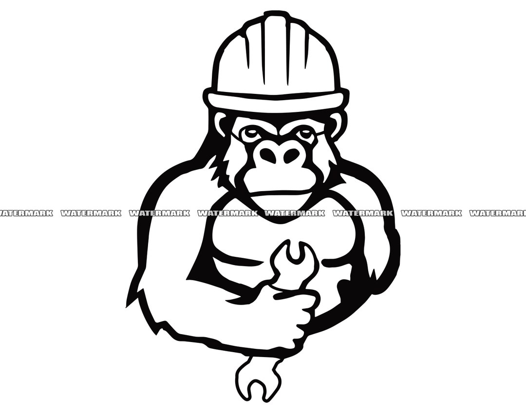 Gorilla With Construction SVG, Gorilla With Construction Cut File ...
