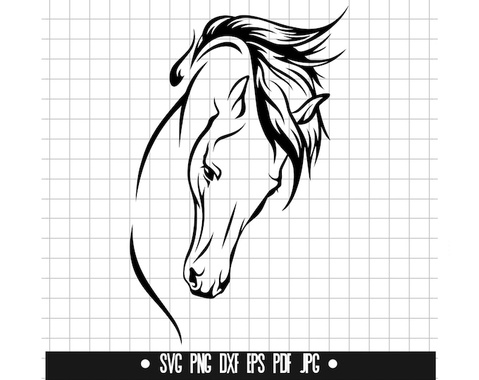 Horse Head Dxf Svg Png Files , Horse Wall Art Decor , Horses , Design ...