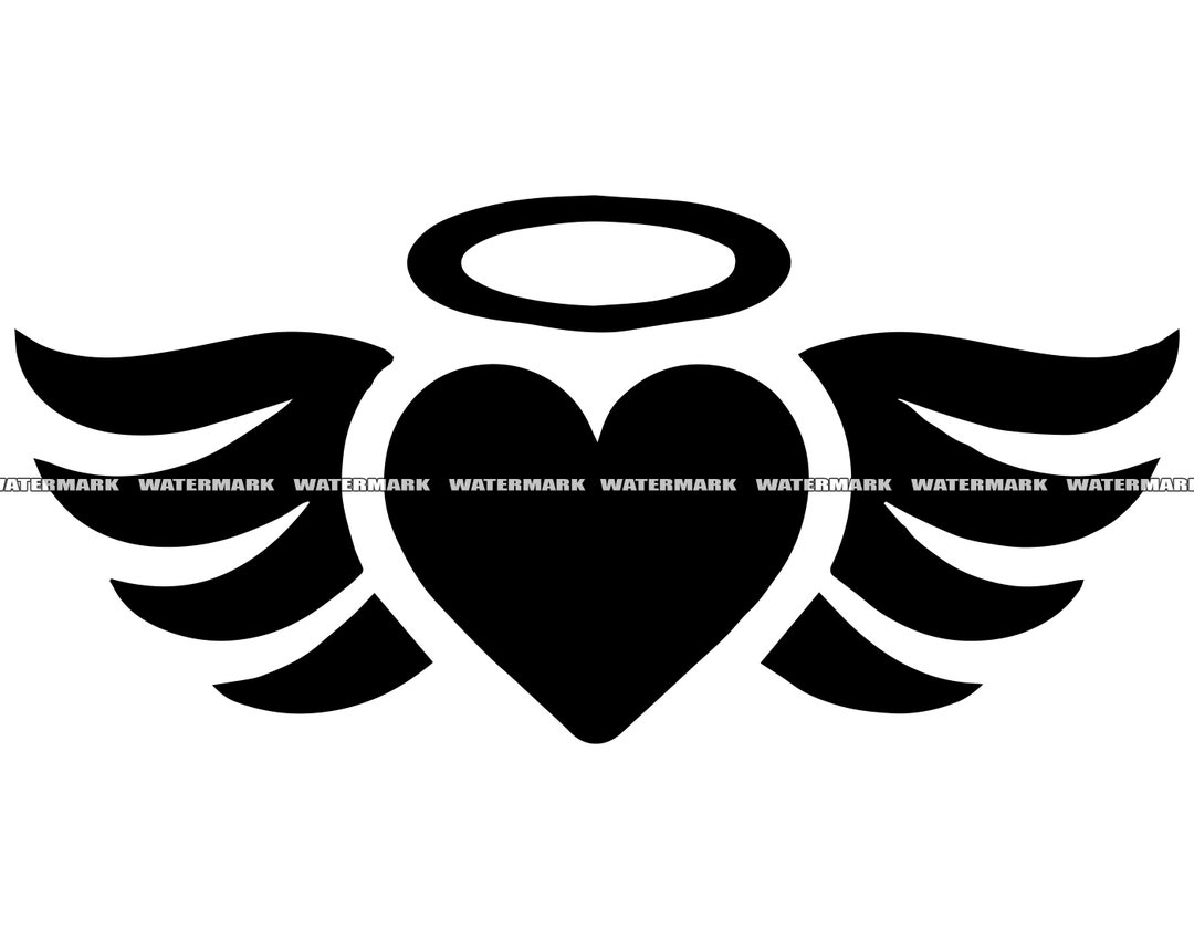 Heart Wings SVG 2 Heart Wings Cut File Heart Wings DXF - Etsy
