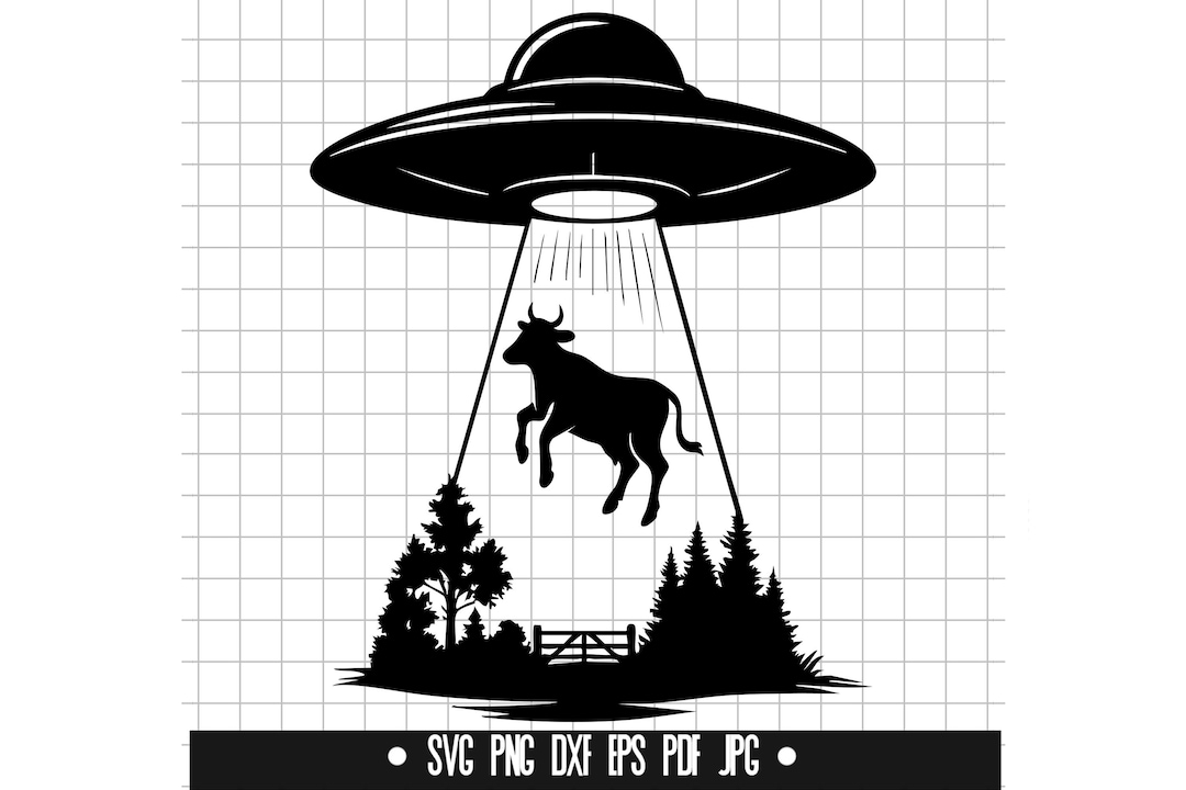 UFO Cow Abduction SVG, Alien Farm Cut File, Clipart, Digital File, Svg ...