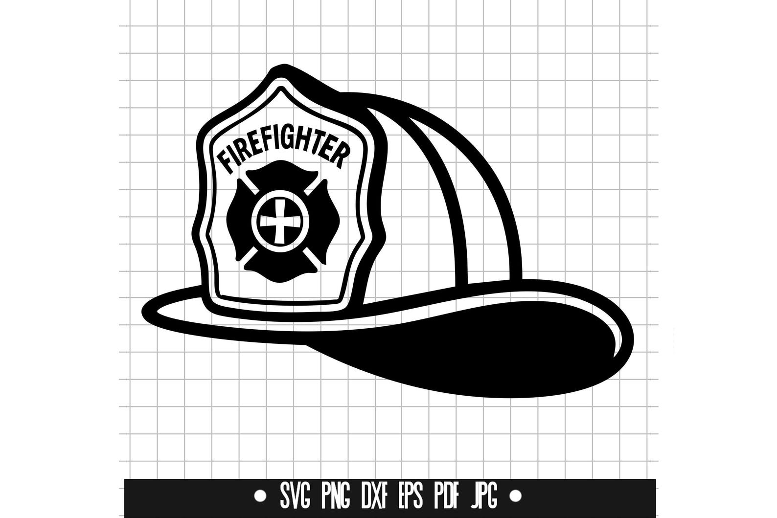 Firefighter Hat SVG, Firefighter DXF, Firefighter PNG, Helmet Cut File ...