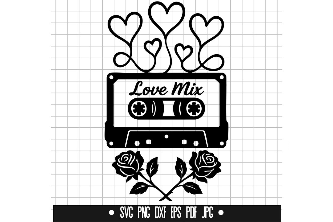 Love Mix Tape Svg, Retro Cassette Svg, Valentine Tape Svg, Mixtape Svg ...