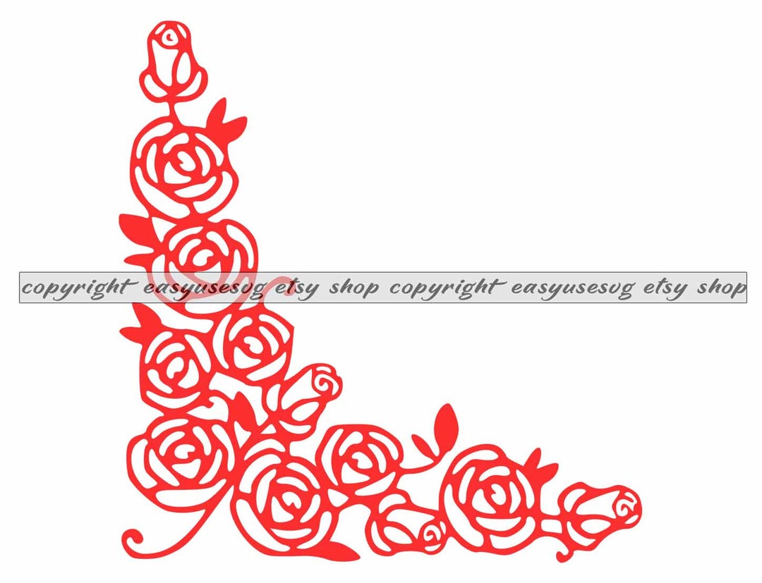 Rose Border SVG, Rose Svg, Rose Border DXF, Rose Border PNG, Rose ...