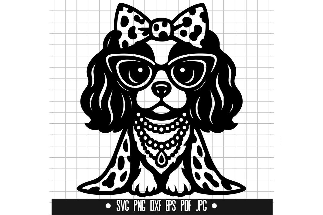 Cavalier Glam SVG, Cavalier Dog DXF, Cavalier PNG, Cut File, Clipart ...