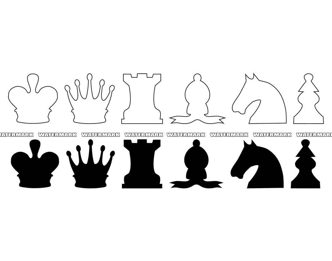 Chess Pieces SVG, #3, Chess Pieces Cut File, Chess Pieces DXF, Chess ...