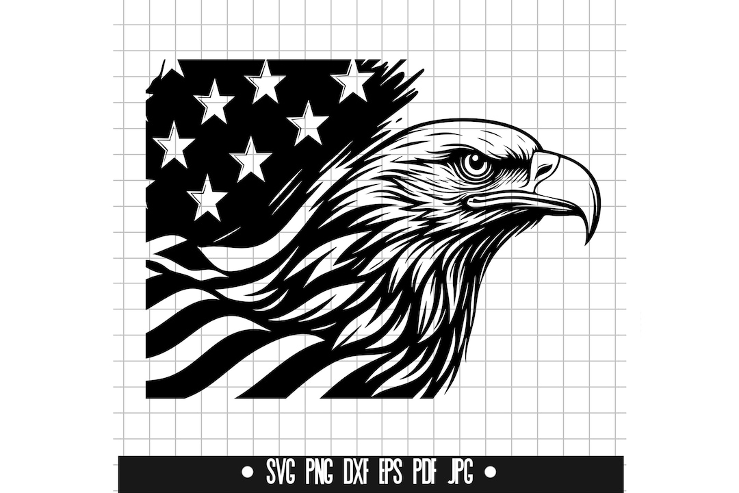 American Flag Eagle SVG, Patriotic Eagle Head Cut File, USA Pride ...