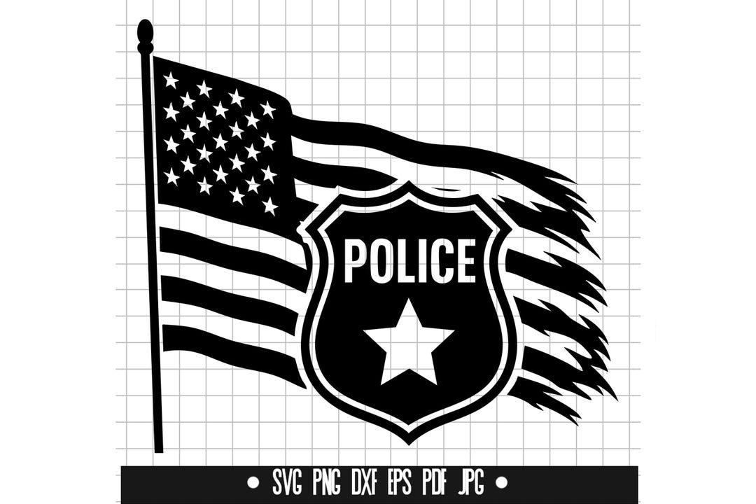 Police Badge Usa American Flag SVG, Police Badge Flag DXF, Police Badge ...
