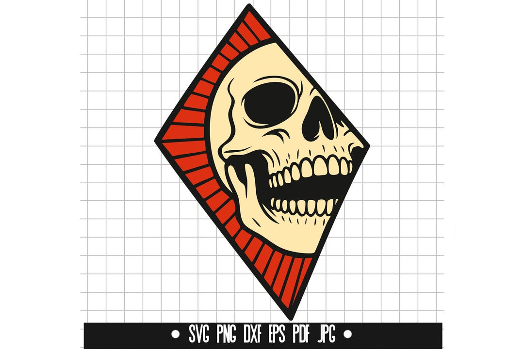 Diamond Skull Svg, Skull Emblem Svg, Retro Skull Svg, Gothic Diamond ...