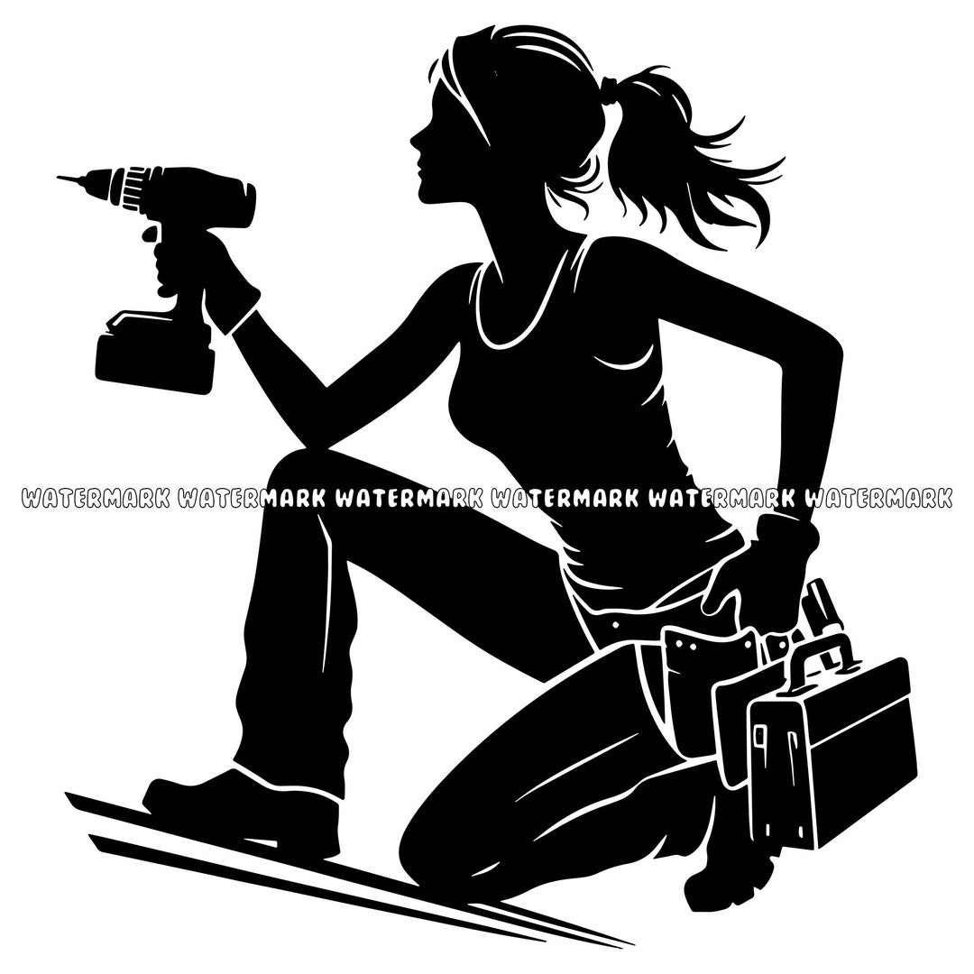 Female Construction Worker Woman SVG DXF PNG Cut File Clipart Digital ...