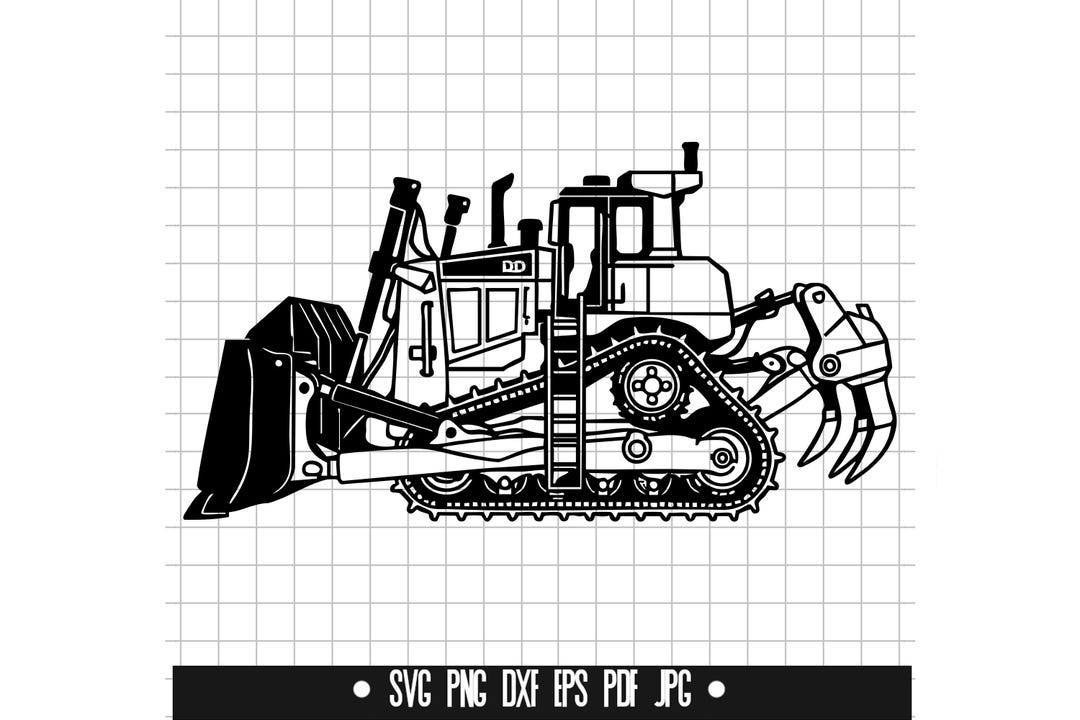 Bulldozer Svg, Multi Shank Ripper Svg, Bulldozer Clipart, Bulldozer Cut ...
