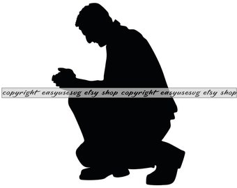 Praying Man Svg, Male Silhouette Bundle PNG Clip Art, 7 Men Images ...