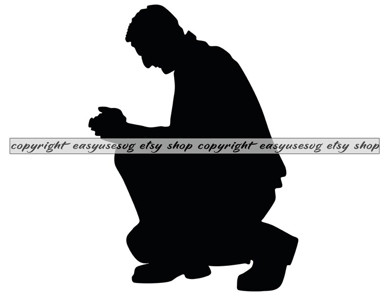 Kneeling Praying Man SVG DXF PNG Clipart Silhouette Cut File - Etsy