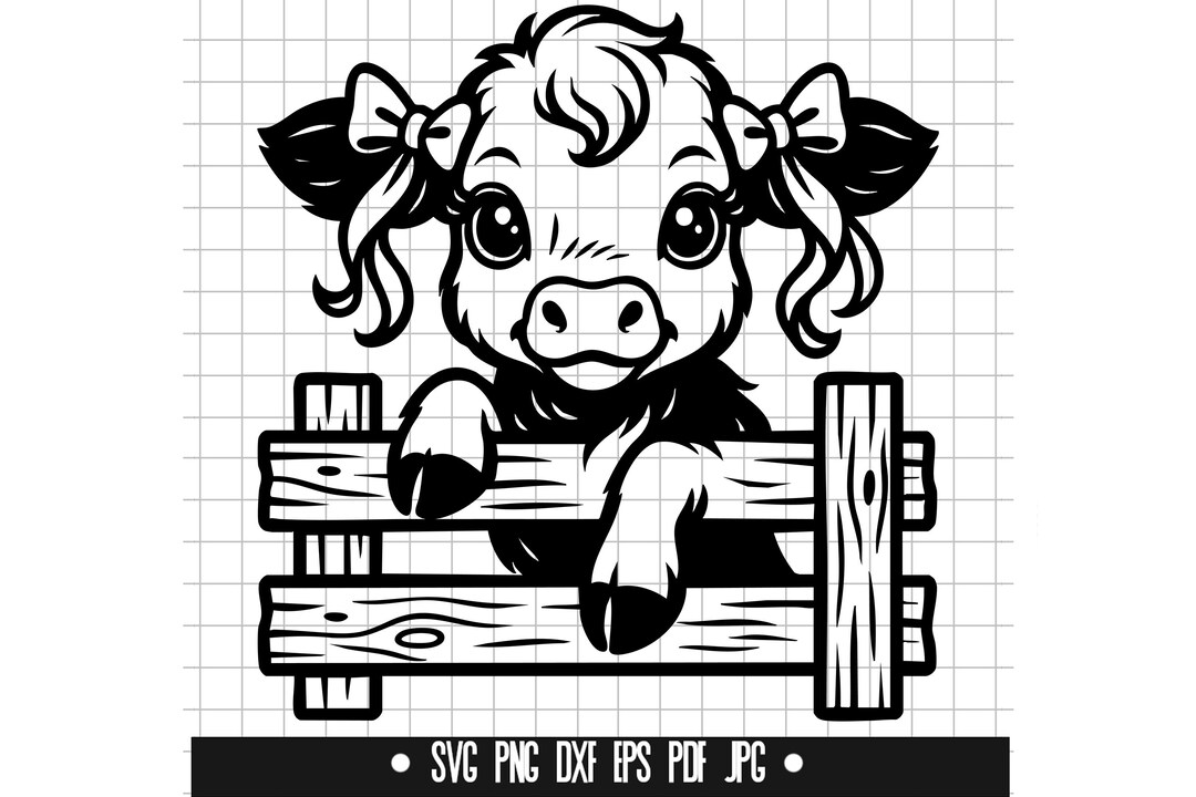Highland Cow Girl Svg, Farm Animal Svg, Cute Cow Svg, Cow Fence Svg ...