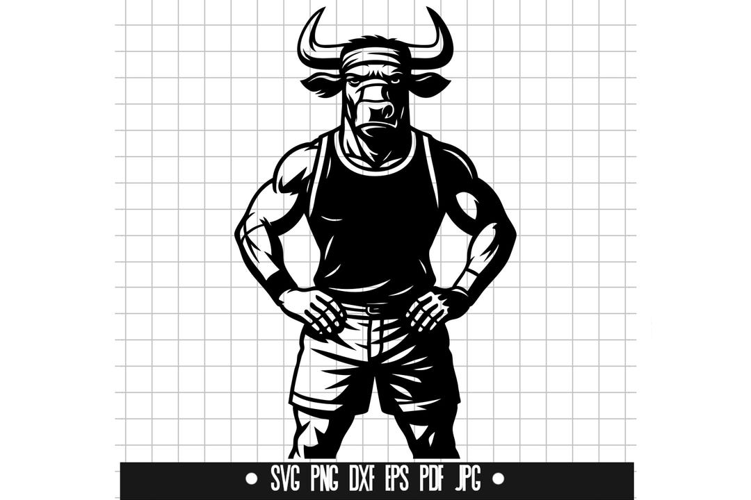 Bull Mascot SVG, Strong Bull DXF, Bull PNG, Gym Animal Cut File ...