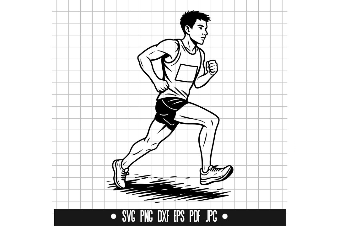 Running Man SVG, Athlete DXF, Jogger PNG, Fitness Clipart, Cut File ...