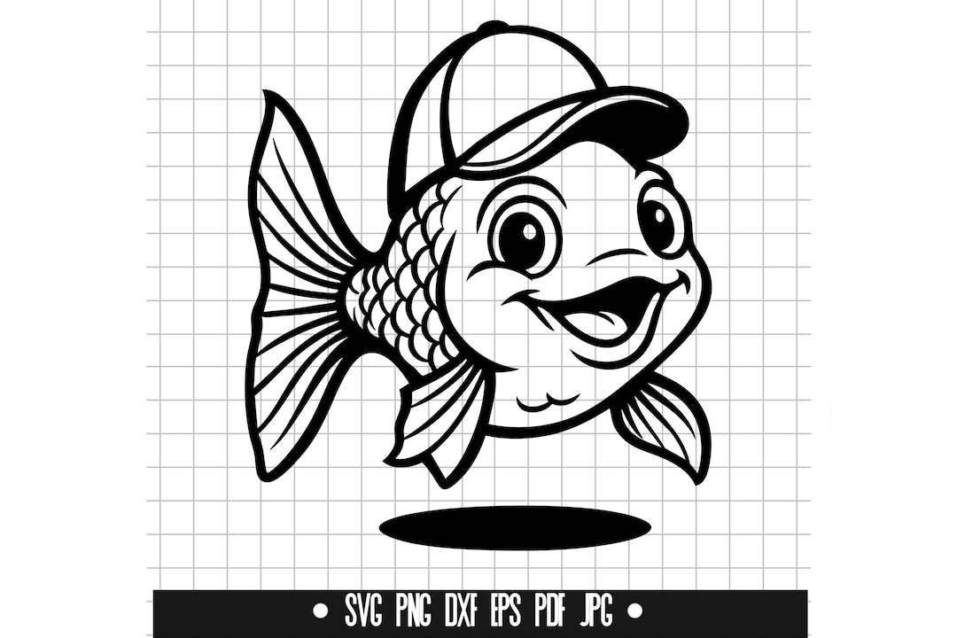 Fish Mascot SVG, Cartoon Fish DXF, Cartoon Fish PNG, Cartoon Fish Cut ...