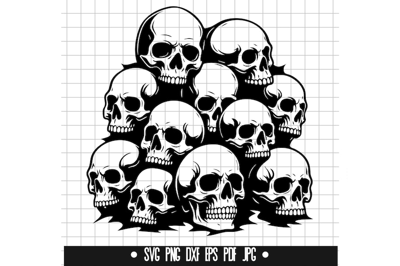 Skull Pile SVG, Skull Pile DXF, Skull Pile PNG, Cut File, Clipart, Svg ...