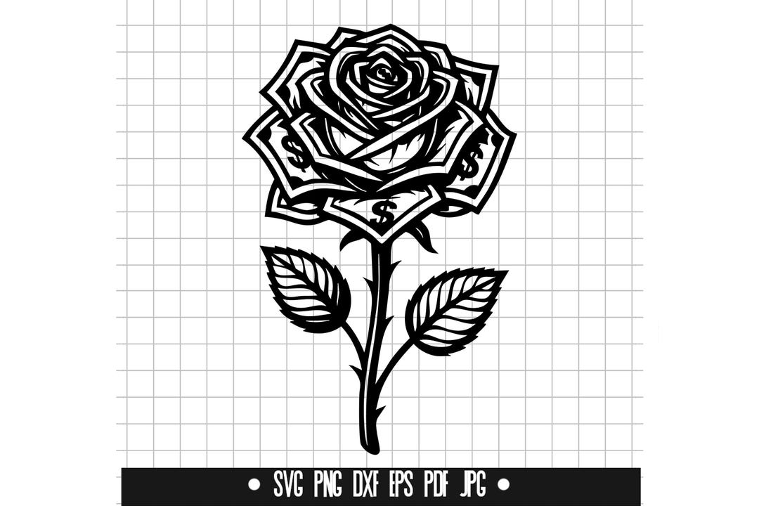 Money Rose SVG, Money Rose DXF, Money Rose PNG, Money Rose Cut File ...