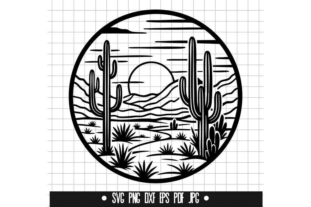Desert Scene SVG, Desert Scene DXF, Desert Scene PNG, Desert Scene Cut ...