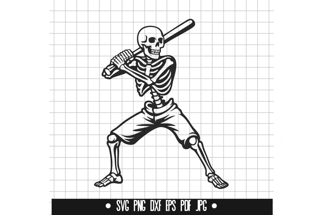 Baseball Skeleton SVG, Baseball Skeleton DXF, Baseball Skeleton PNG ...