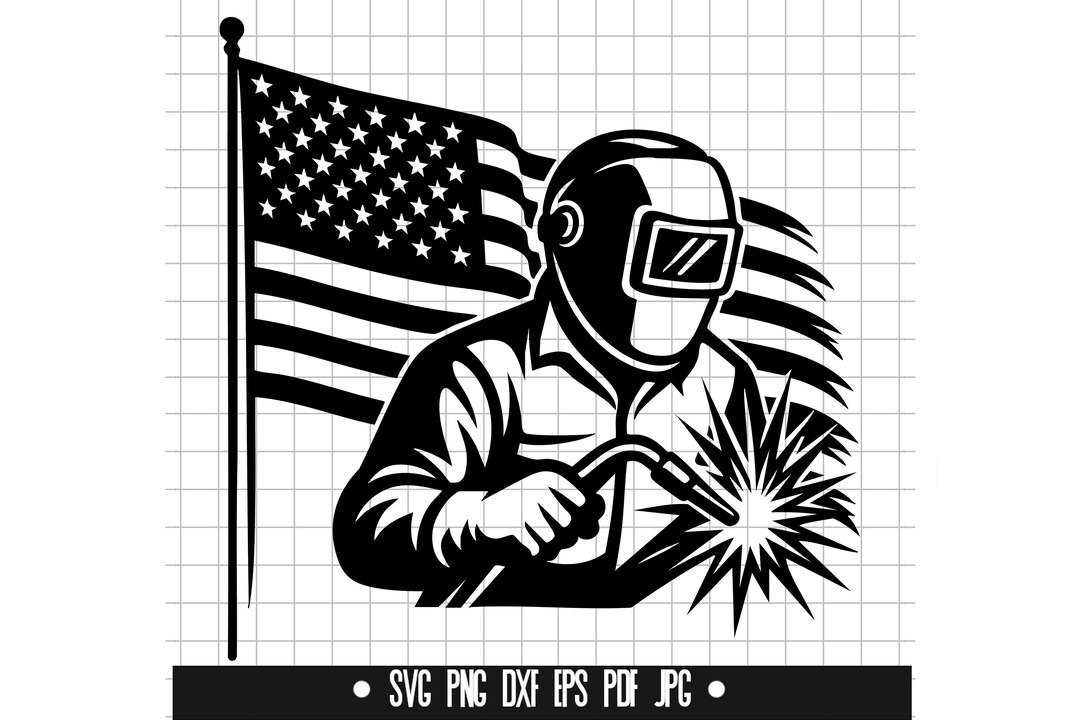 Welder Usa Flag SVG, Welding American Flag DXF, Welder PNG, Welding Cut ...